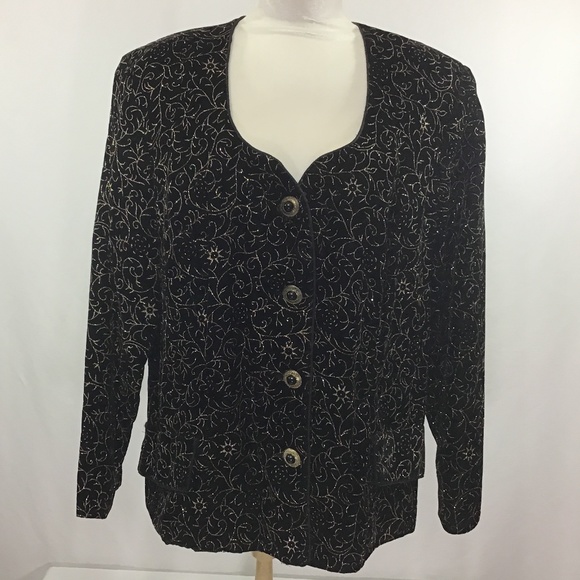 Patra Vintage Black Velvet/ Gold Glitter Blazer | Jackets & Coats ...
